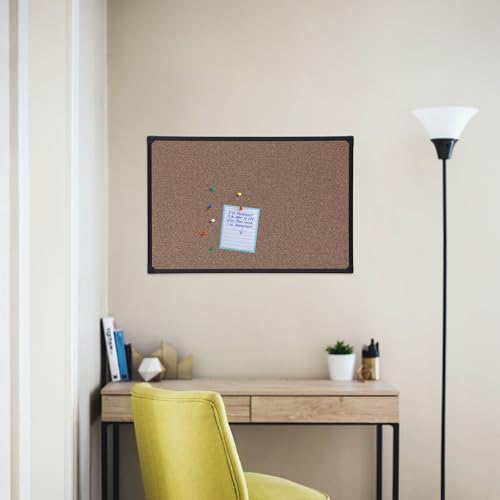 Universal UNV43022 36 in. x 24 in. Tech Cork Board - Black Plastic Frame