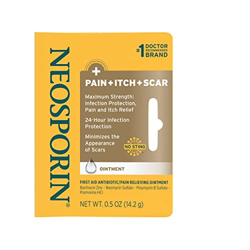 Neosporin Antibiotic Pain-Relieving, Anti-Itch, & Scar Appearance Minimizer Ointment with Neomycin & Bacitracin Zinc, 24-Hour Infection Protection for Minor Cuts, Scrapes & Burns,.5 oz