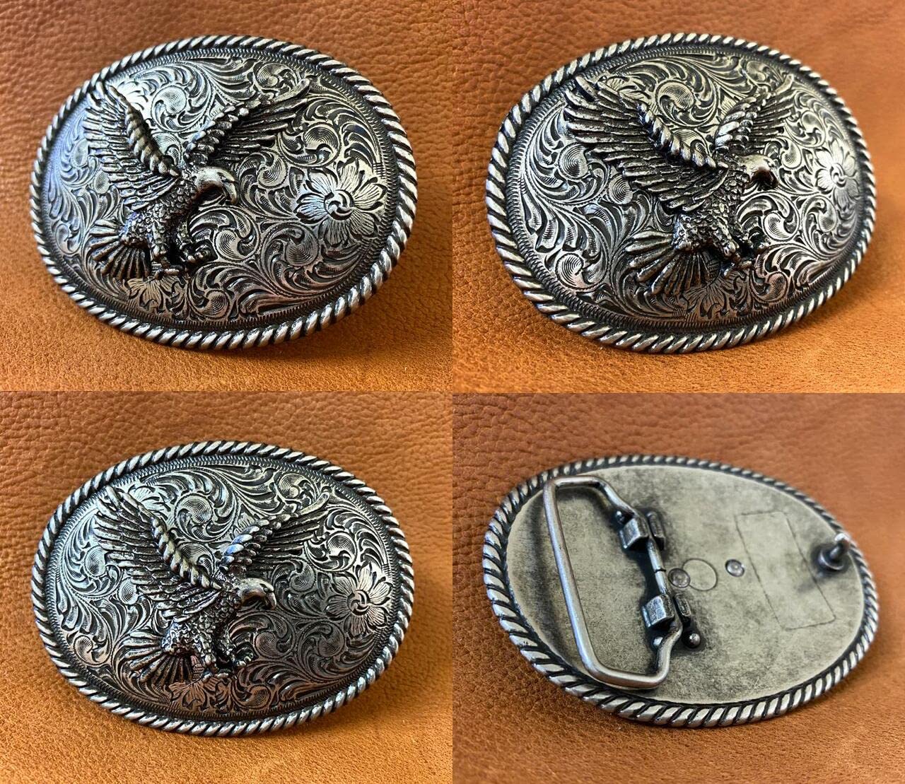 H8170 Western American Eagle Belt Buckle Fits 1-1/2"(38mm) Belt (Antique Silver)
