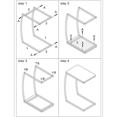 AZL1 Life Concept Utility Sofa End Living Room, Vintage Accent Couch Side Pocket, C Shaped Table for Coffee Snack Laptop