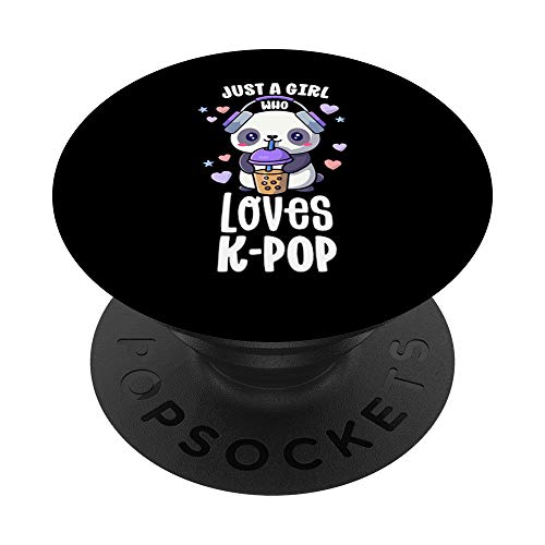 Just A Girl Who Loves K-Pop Shirt Gift Kawaii Boba And KPop PopSockets PopGrip: Swappable Grip for Phones & Tablets