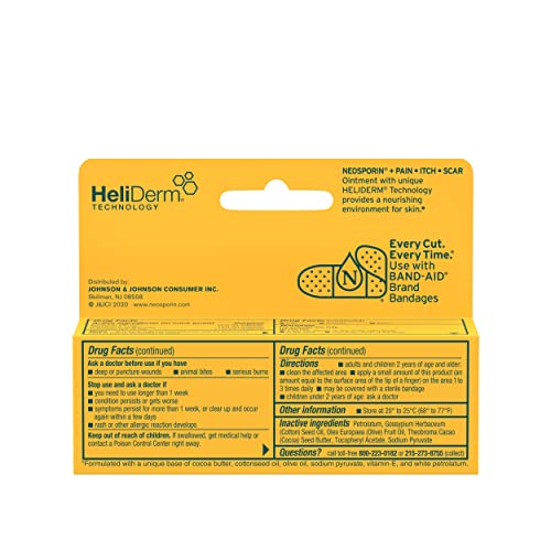 Neosporin Antibiotic Pain-Relieving, Anti-Itch, & Scar Appearance Minimizer Ointment with Neomycin & Bacitracin Zinc, 24-Hour Infection Protection for Minor Cuts, Scrapes & Burns,.5 oz
