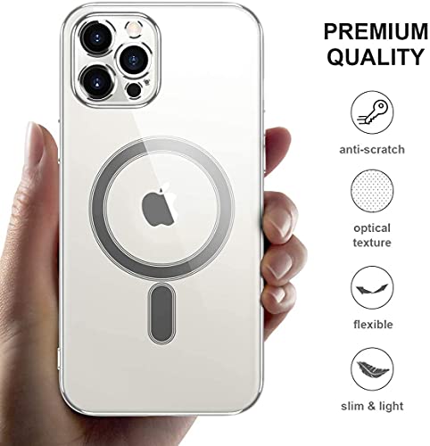 HVDI Clear Magnetic Case for iPhone 11 with Mag-Safe Wireless Charging, Soft Silicone TPU Bumper Cover, Thin Slim Fit Hard Back Shockproof Anti-Yellow Protective Case for iPhone 11 6.1Inch