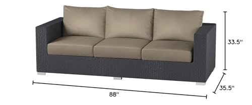 Modway Convene Wicker Rattan Outdoor Patio Sofa with Cushions in Espresso Mocha