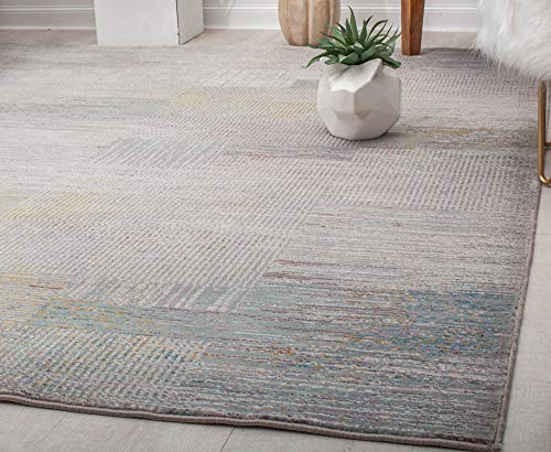 CosmoLiving by Cosmopolitan Melyna MA15A Revere Pewter Contemporary Abstract Area Rug, 8'0"X10'0"