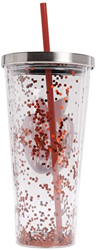Spoontiques - Glitter Filled Acrylic Tumbler - Glitter Cup with Straw - 20 oz - Stainless Steel Locking Lid with Straw - Double Wall Insulated - BPA Free - Teacher