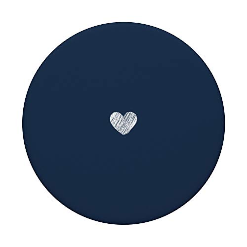 Cute White Heart Hand Drawn Minimalist in Dark Blue PopSockets PopGrip: Swappable Grip for Phones & Tablets