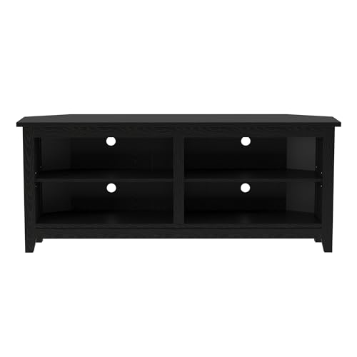 Walker Edison Maxwell Classic 2 Shelf Corner TV Stand for TVs up to 65 Inches, 58 Inch, Black
