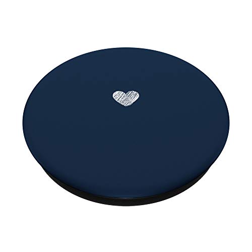 Cute White Heart Hand Drawn Minimalist in Dark Blue PopSockets PopGrip: Swappable Grip for Phones & Tablets