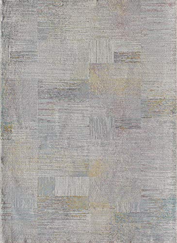 CosmoLiving by Cosmopolitan Melyna MA15A Revere Pewter Contemporary Abstract Area Rug, 8'0"X10'0"