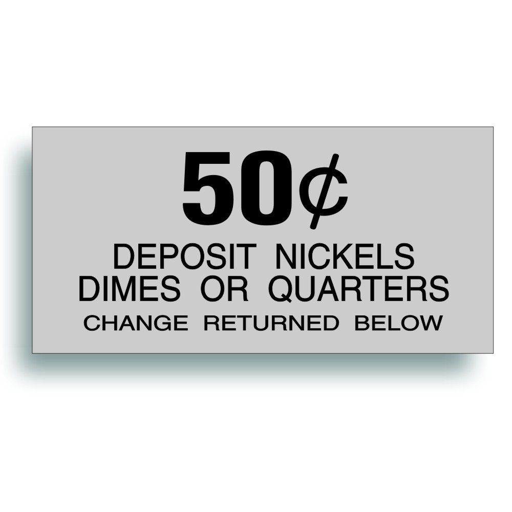 Restoration Decal Sticker for Vintage Soda Pop Soft Drink Vending Coin Change Slot Compatible with Dixie Narco Pepsi, Coca Cola Machine 50 Cent - 2.188 x 4.5 Inch Plus 3 Square Decals