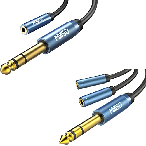 MillSO Bundle TRS 1/4 to 3.5mm Headphone Adapter 6.35mm 1/4 Male to Dual 3.5mm 1/8 Female Headphone Adapter