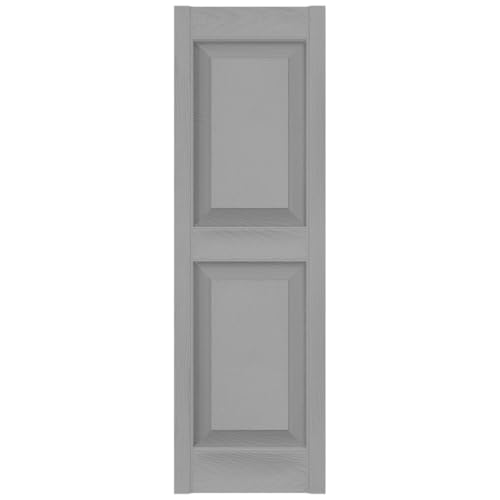 Ekena Millwork Lifetime Vinyl LP2S12X05500PG Standard Two Equal Panel Vinyls, Raised Panel Vinyl Shutters, w/Installation Shutter-Lok's & Matching Screws (Per Pair), 12"W x 55"H, Paintable