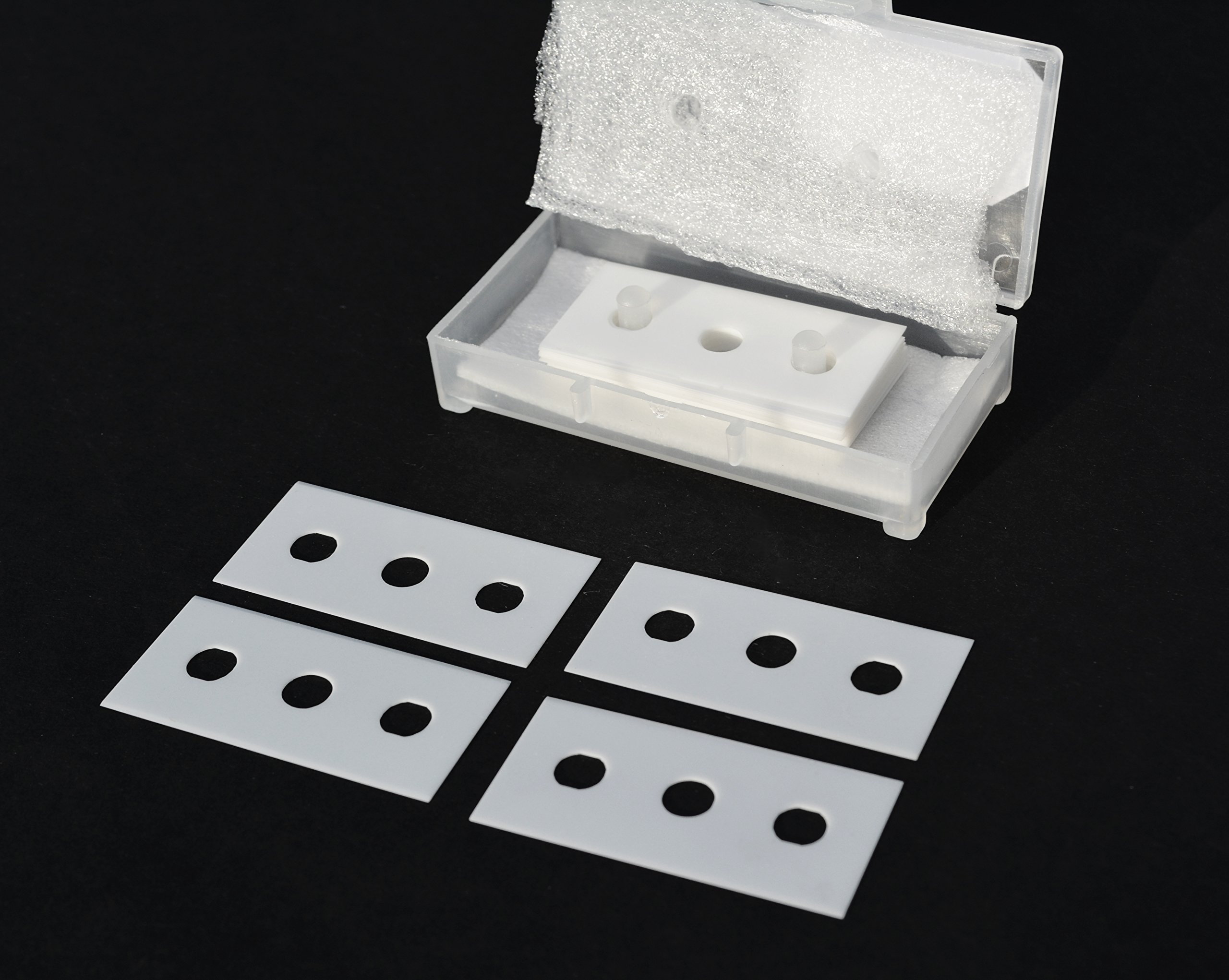 43mm x 22mm CERAMIC 3-hole Slitter Blade(1) (.3mm thick) “3-hole slitters” - double edged