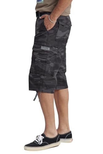 UNIONBAY mens Cordova Belted Messenger - Reg and Big Tall Sizes Cargo Shorts, Black Camo, 40 US