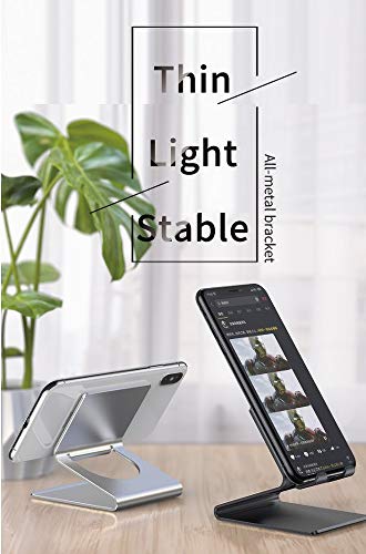 khosh ONE Cell Phone Stand Metal Cell Phone Stand and Holder, Great for Office Desk and Night Stand -Black- Silver (Black)