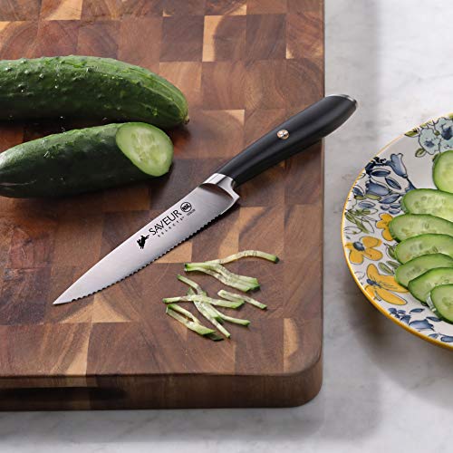 SAVEUR SELECTS 1026238 German Steel Forged 5" Serrated Utility Knife