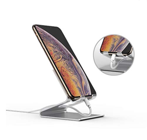 khosh ONE Cell Phone Stand Metal Cell Phone Stand and Holder, Great for Office Desk and Night Stand -Black- Silver (Black)