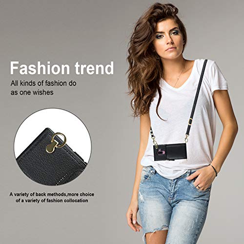 DEFBSC Crossbody Zipper Wallet Samsung Galaxy S9 Plus Case, PU Square Case with Chain Credit Card Holder Slot Shoulder Handbag Purse Wrist Strap Case for Samsung S9 Plus 6.2 Inch(Black)