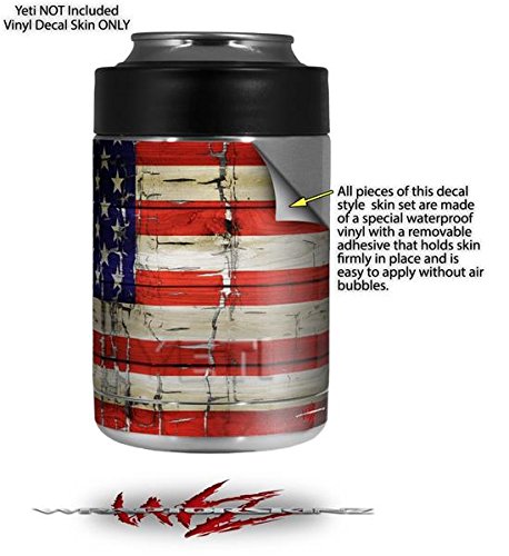 Painted Faded and Cracked USA American Flag - Decal Style Skin Wrap fits Yeti Rambler Colster and RTIC Can (Cooler NOT Included)