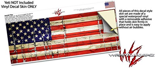 Painted Faded and Cracked USA American Flag - Decal Style Skin Wrap fits Yeti Rambler Colster and RTIC Can (Cooler NOT Included)
