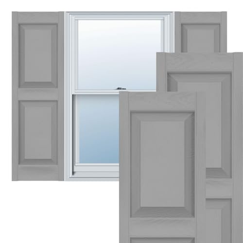 Ekena Millwork Lifetime Vinyl LP2S12X05500PG Standard Two Equal Panel Vinyls, Raised Panel Vinyl Shutters, w/Installation Shutter-Lok's & Matching Screws (Per Pair), 12"W x 55"H, Paintable