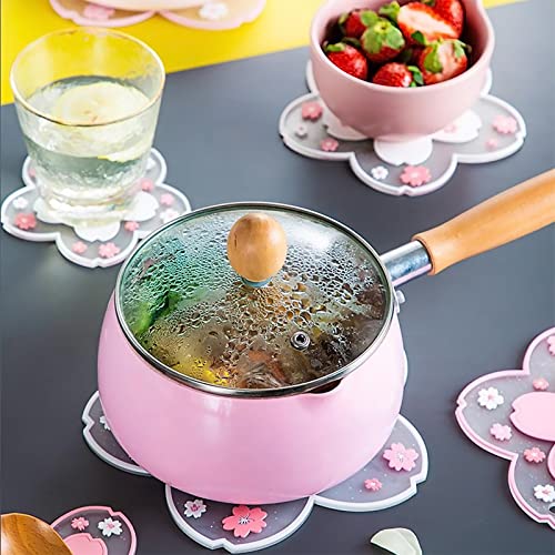 2Pcs Cherry Blossom Coasters for Coffee Table - Heat Resistant Cherry Blossom Decor Non Slip Mat Clear Coasters Table Cup Mat Coffee Mat Gift - Cute Coasters for Drinks Set of 2 for Home, Office, Bar