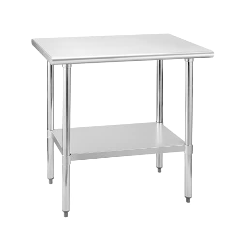 Chingoo Stainless Steel Table 24 x 36 Inches Metal Prep Table with Adjustable Undershelf, Stainless Table for Commercial Kitchen, Outdoor, Restaurant, Hotel & Garage