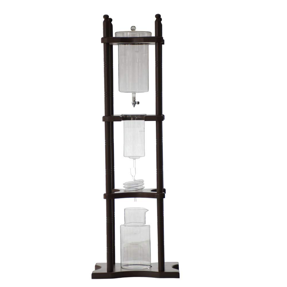 Nispira Cold Brew Drip Tower Iced Coffee Maker Glass Wooden Stand 25 Cups