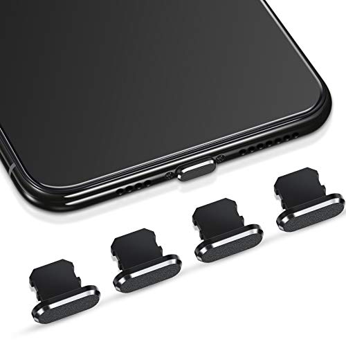 4 Pieces Anti Dust Plugs Compatible with iPhone 11, iPhone 12 Protects Charging Dust Cover Compatible with iPhone 11, 12, Pro, Max/X/XS/XR, 7, 8 Plus, iPad Mini/Air (Black)