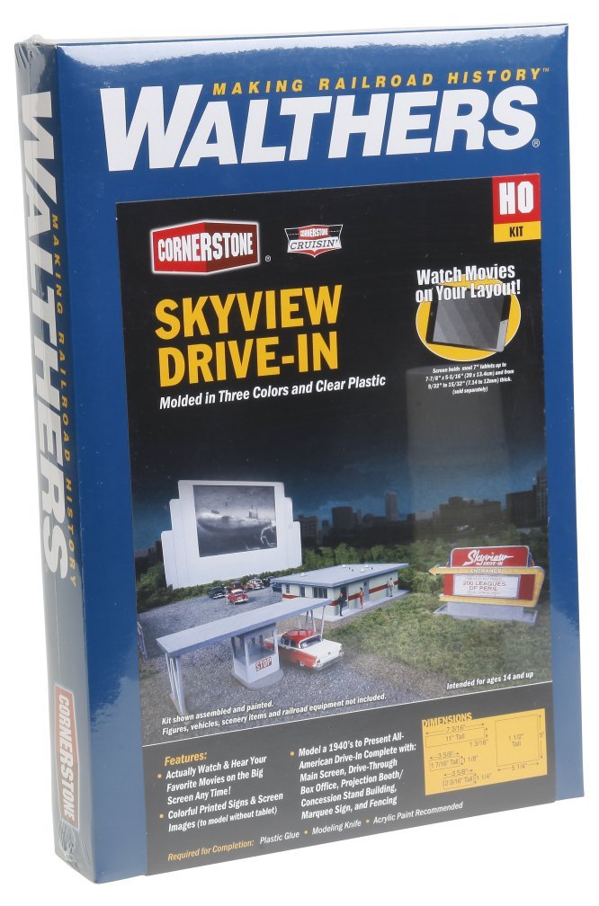 Walthers Cornerstone HO Scale Model Skyview Drive-in Theater