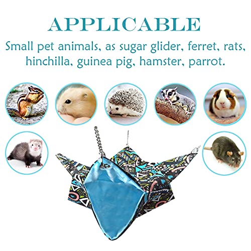 LEFTSTARER Pet Small Animal Hanging Hammock Ferret Hammock Bunkbed Cage Toy for Hamster Sugar Glider Parrot Guinea Pig Hideout (Geometry)