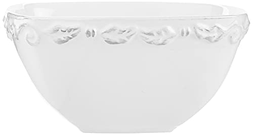 American Atelier Square Dinnerware Sets | White Kitchen Plates, Bowls, and Mugs | 16 Piece Bianca Wave Collection | Dishwasher and Microwave Safe | Service for 4