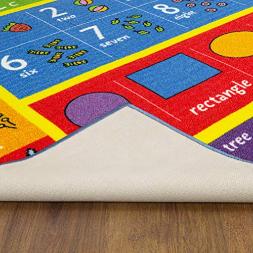 KC Cubs ABC Alphabet, Numbers & Shapes Educational Learning & Fun Game Play Area Rug for Kids Bedroom, Toddler Classroom and Baby Playroom