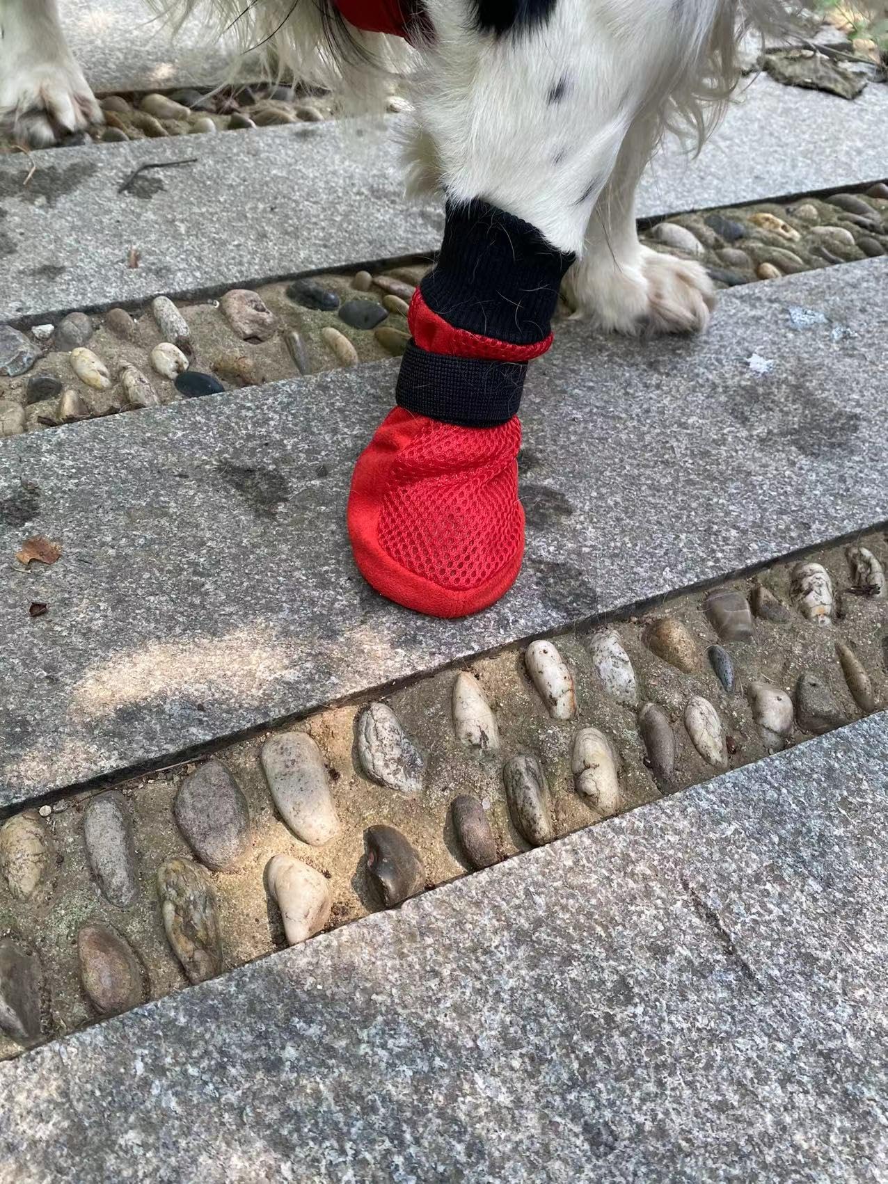LONSUNEER Dog Boots Breathable and Protect Paws Soft Nonslip Soles Color Red Size X-Large - Inner Sole Width 3.15 Inch