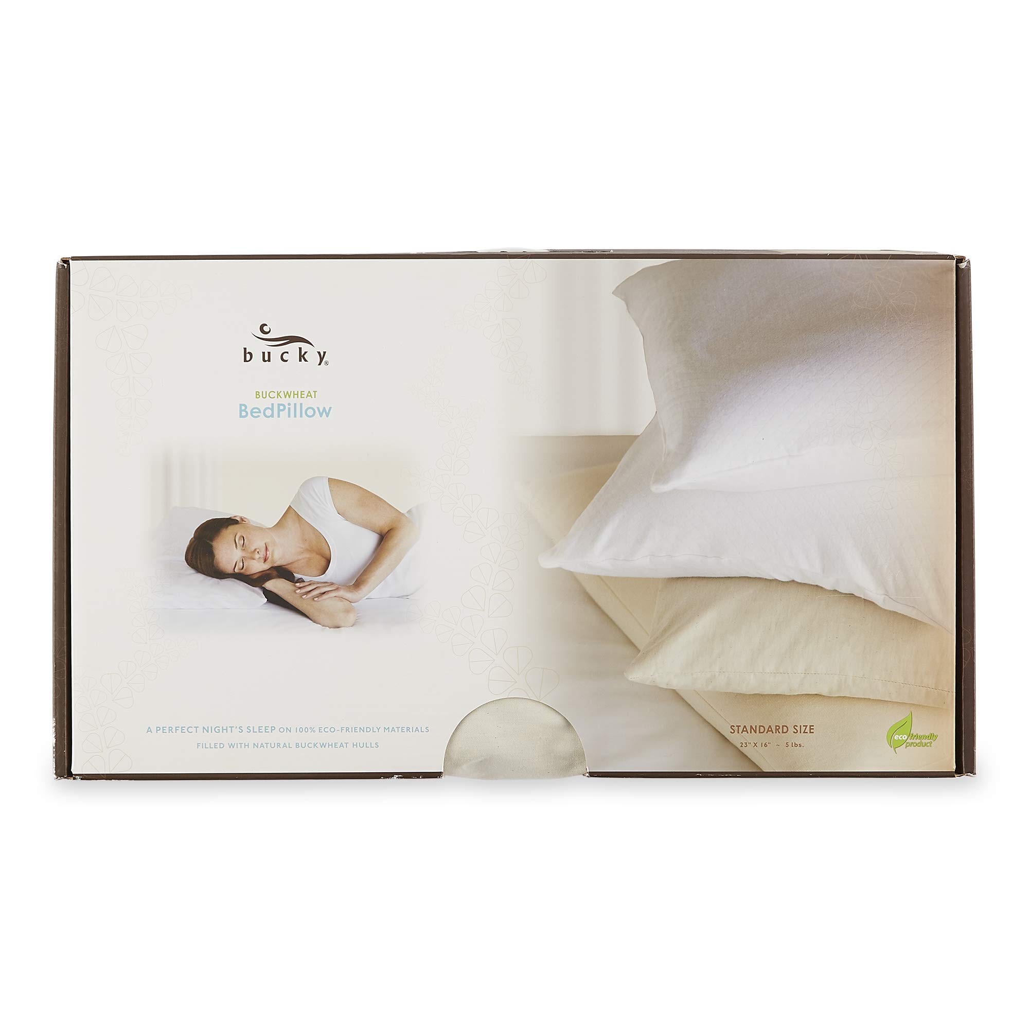 Bucky 100% Buckwheat Filled Pillow Collection, Standard, 23x16", Natural Twill