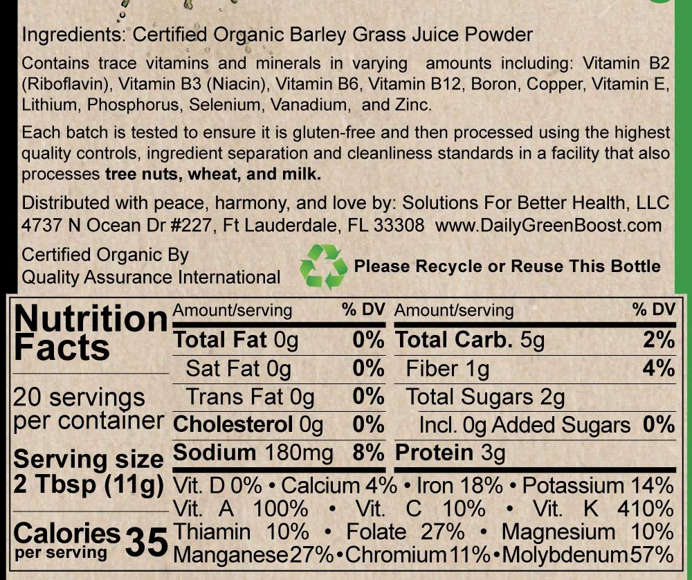 Daily Green Boost 8oz Organic Raw Vegan GF USA