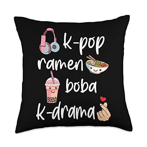 South Korea Fashion for Girl, korean K-Pop K-Drama Fashion for Fans of Korean K-Drama & K-Pop Merchandise Throw Pillow, 18x18, Multicolor
