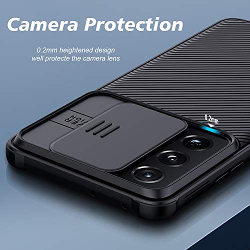 imluckies for Samsung Galaxy S21 Ultra Case with Camera Cover, Hard PC Back & Soft Bumper, Protective & Slim Fit, Camera Protection Case for Samsung Galaxy S21 Ultra 6.8"-Black