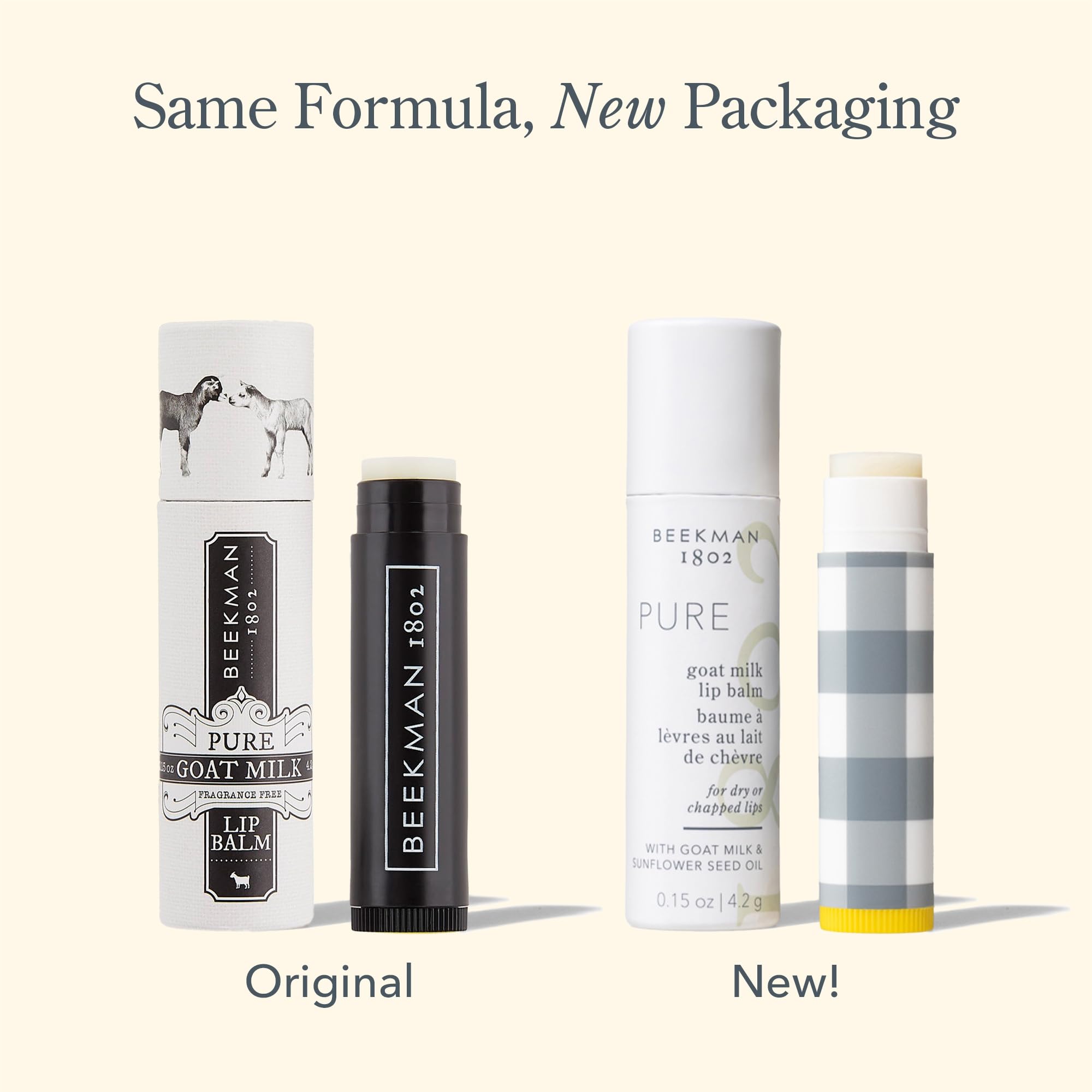 Beekman 1802 Goat Milk Lip Balm - Nourishes, Hydrates & Softens Lips - Prevents & Treats Dry & Chapped Lips - Cruelty-Free Lip Care