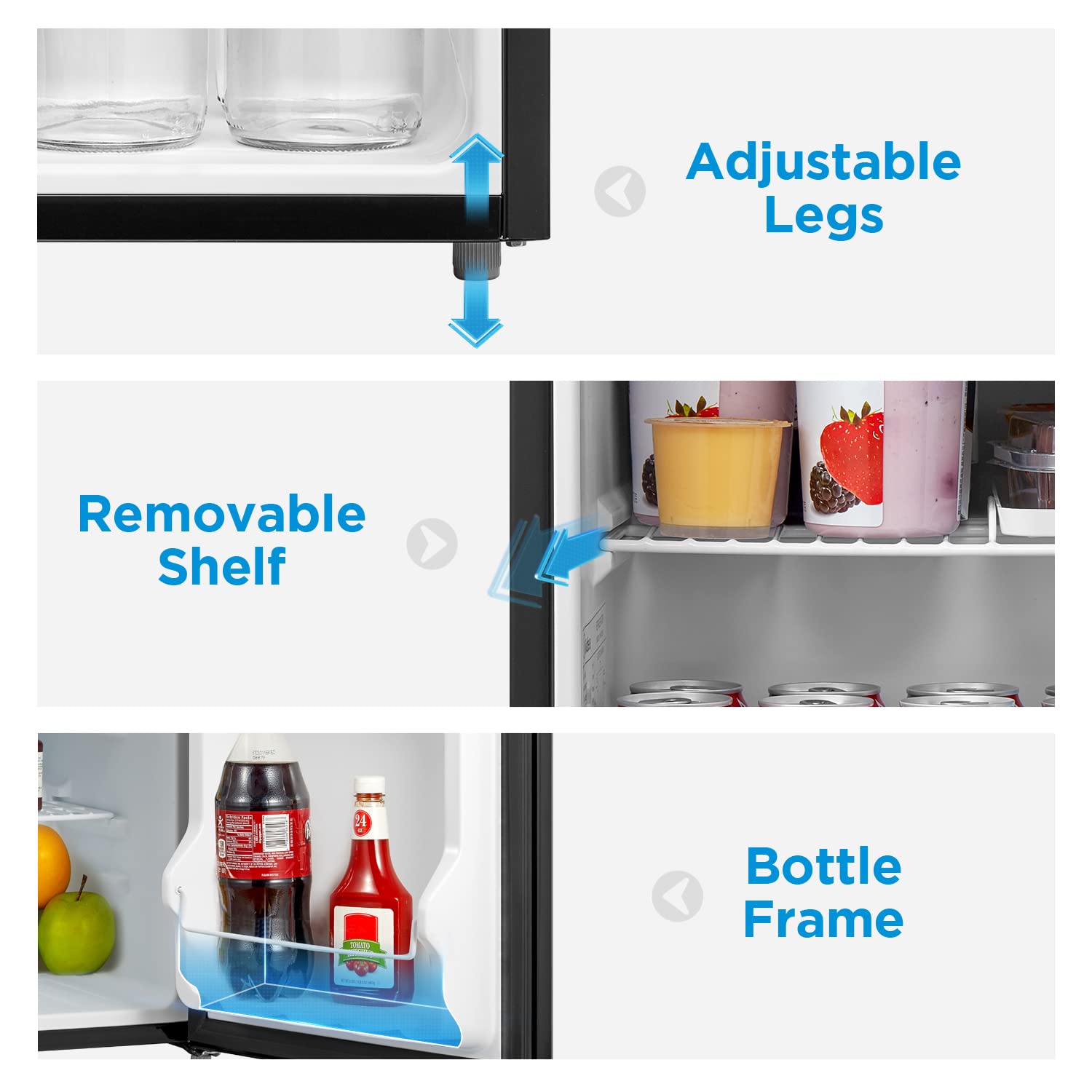 Midea WHS-87LB1 Refrigerator, 2.4 Cubic Feet, Black