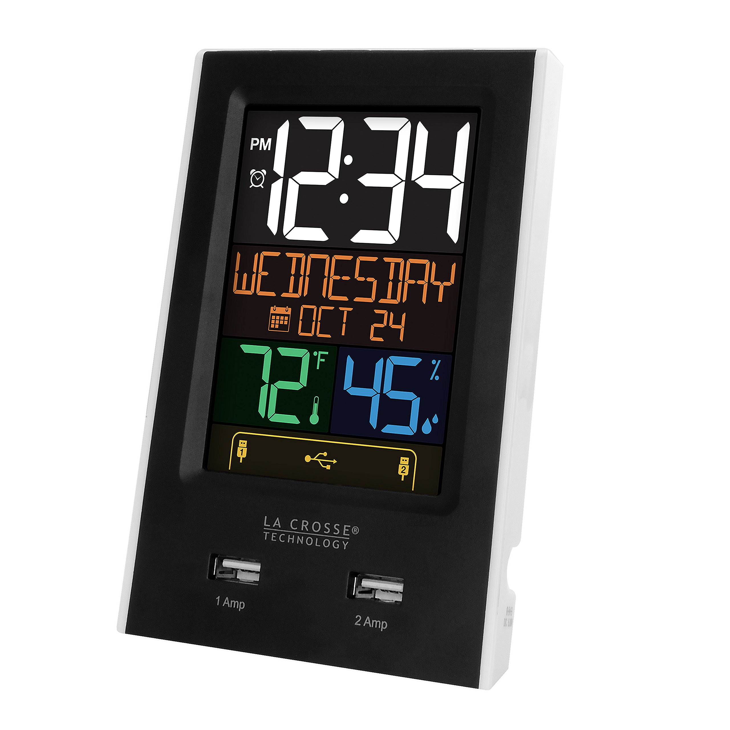 La Crosse Technology C86224 Dual USB Charging Alarm with nap Timer, 3.74" L x 2.40" W x 5.24" H, Black