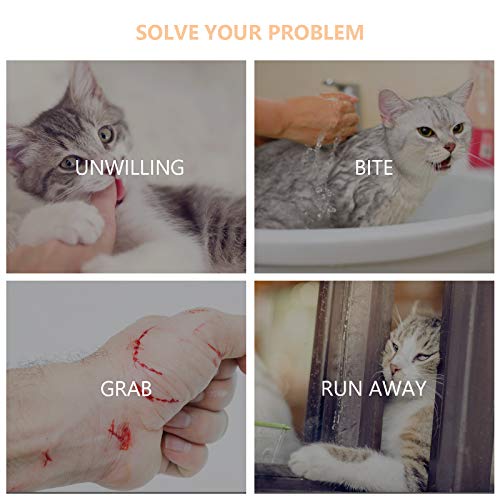 Cat Bathing Bag Cat Cleaning Shower Bag- Adjustable Anti-Bite and Anti-Scratch Polyester Soft Restraint Cat Grooming Bag for Bathing, Nail Trimming, Injection, Medicine Taking (Gray)