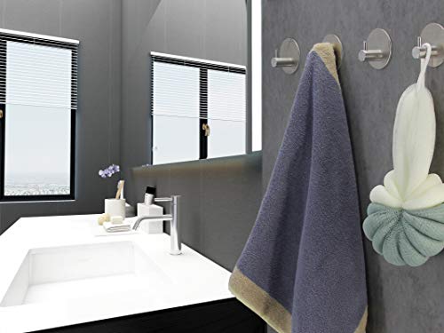 Adhesive Hooks Towel Hooks Wall Hooks Heavy Duty Stainless Steel Hooks Door Hooks Bathroom Hooks for Hanging Coat, Hat,Bath Towel-Bathroom and Bedroom or Kitchen 4-Packs