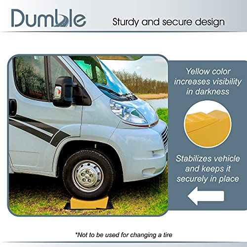 Dumble RV Leveling Blocks - 1 Camper Level Ramp - 1 RV Wheel Chock for Stability - Black Mat for Traction - 4-inch Lift