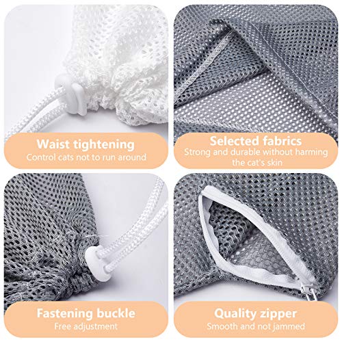 Cat Bathing Bag Cat Cleaning Shower Bag- Adjustable Anti-Bite and Anti-Scratch Polyester Soft Restraint Cat Grooming Bag for Bathing, Nail Trimming, Injection, Medicine Taking (Gray)