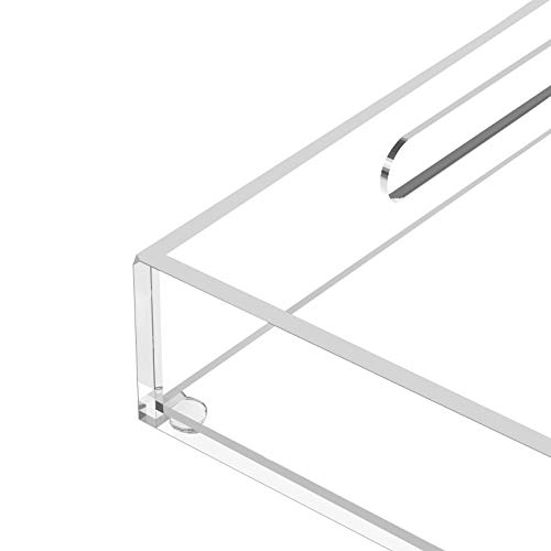 KOTEMON Acrylic Serving Tray with Handles-12x12x2.36Inch-Decorative Tray Letter Tray Organizer for Ottoman Coffee Table Countertop, Clear