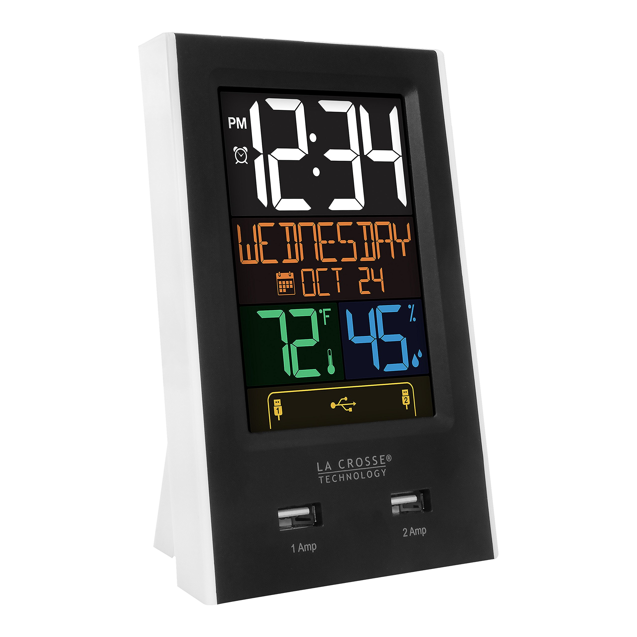 La Crosse Technology C86224 Dual USB Charging Alarm with nap Timer, 3.74" L x 2.40" W x 5.24" H, Black