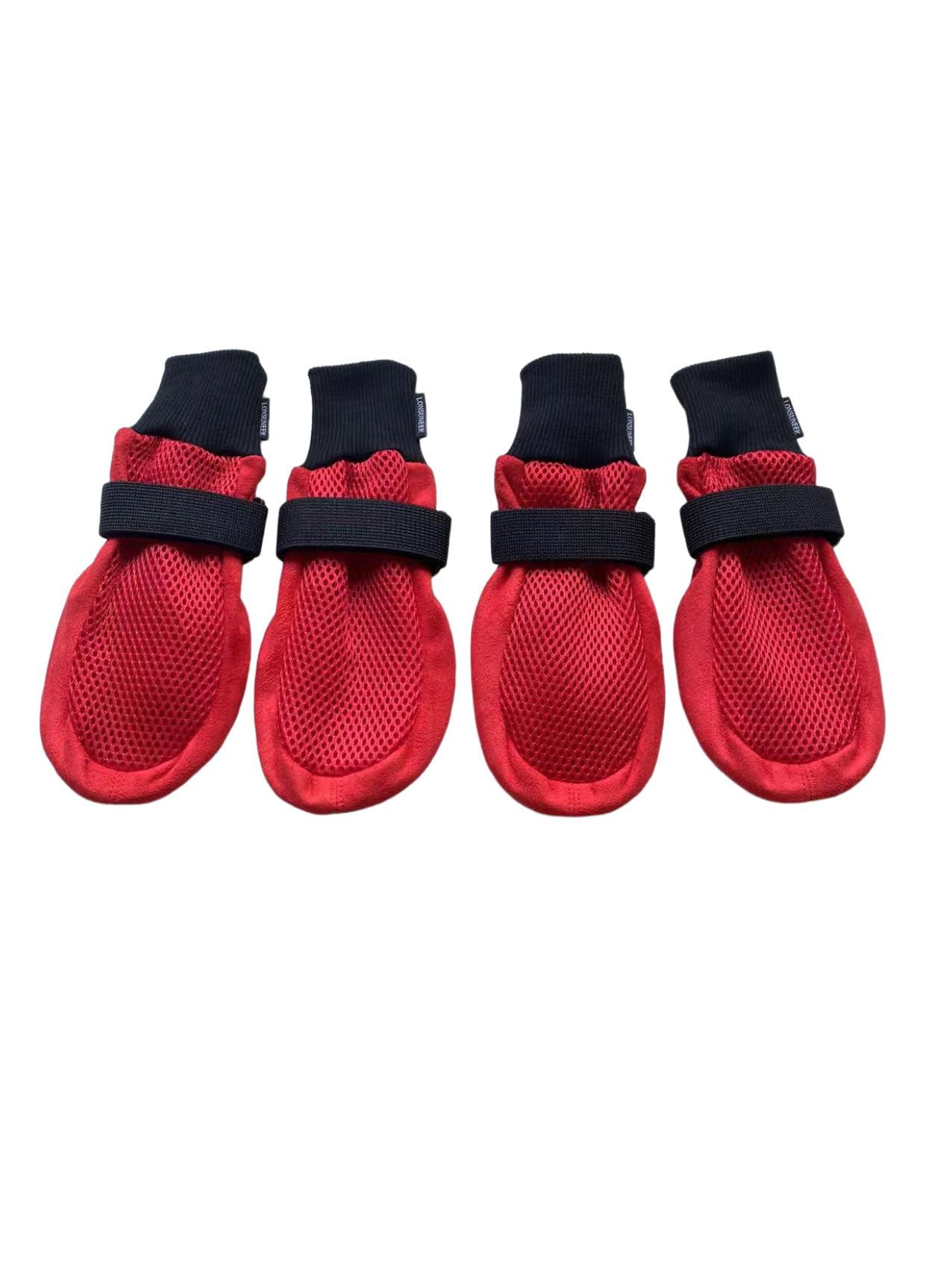 LONSUNEER Dog Boots Breathable and Protect Paws Soft Nonslip Soles Color Red Size X-Large - Inner Sole Width 3.15 Inch