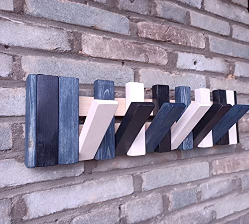 Wood Hooks Wall Coat Hanger Coat Rack Clothes Hanger Entryway Coat Hooks Space-Saving Hanger with 6 Flip-Down Hooks for Hanging